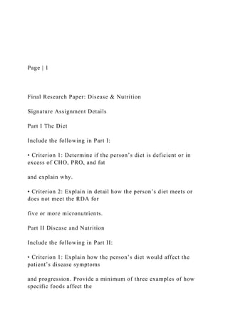Page 1 Final Research Paper Disease & Nutrition .docx