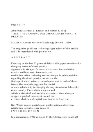 Page 1 of 14 AUTHOR Michael L. Radelet and Marian J. Borg.docx