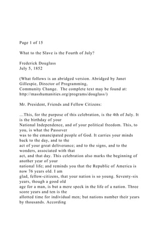 Page 1 of 15What to the Slave is the Fourth of July F.docx