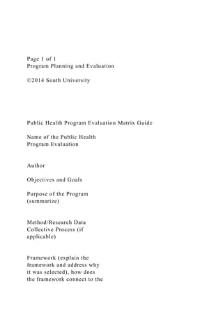 Page 1 of 1 Program Planning and Evaluation ©2014 South.docx