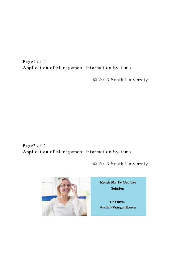 Page1 of 2 Application of Management Information Systems.docx
