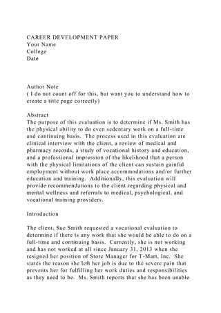 Page 1 of 3 Comprehensive Career Assessment Paper .docx | Resume ...