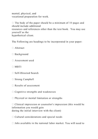 Page 1 of 3 Comprehensive Career Assessment Paper .docx | Resume ...