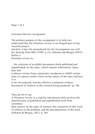 Page 1 of 3 Literature Review Assignment The prima.docx