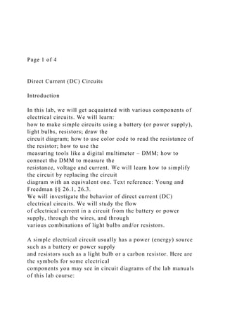 Page 1 of 4 Direct Current (DC) Circuits Introduct.docx | Computer ...