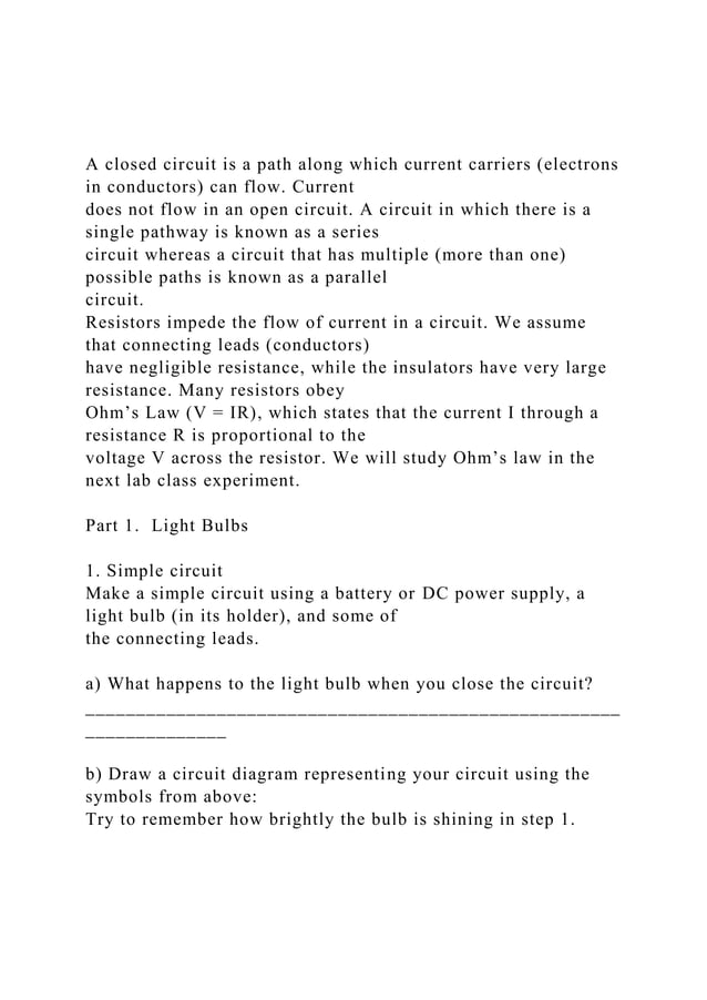 Page 1 of 4 Direct Current (DC) Circuits Introduct.docx | Computer ...