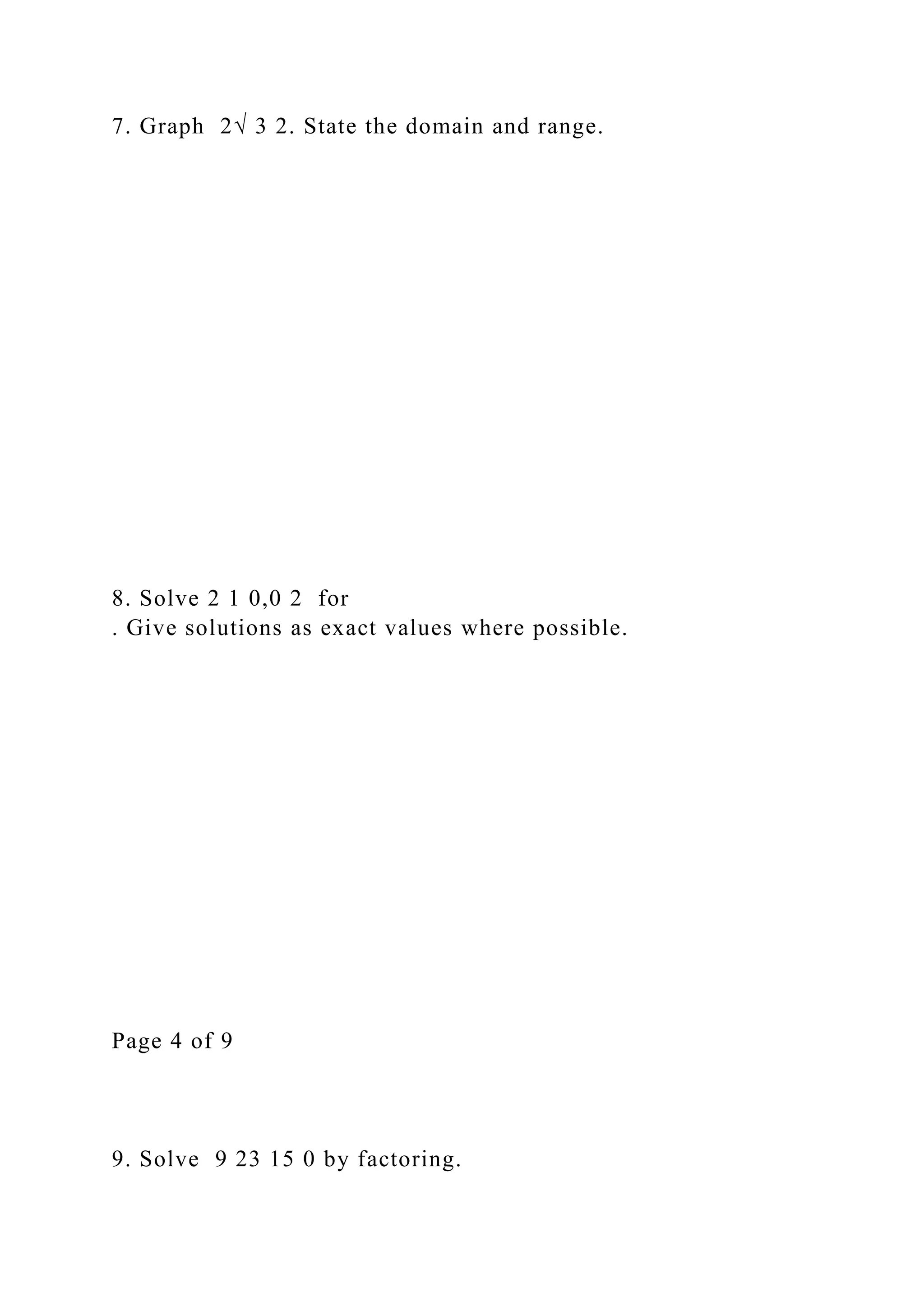 Page 1 of 7 Pre‐calculus 12 Final Assignment (22 mark.docx | Physics ...