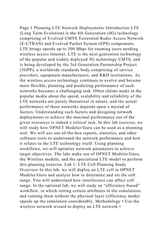 Page 1 Planning LTE Network Deployments Introduction LTE (Long Term .docx