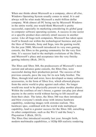 PAGE 1Running head Microsoft’s Xbox One Marketing Failure .docx