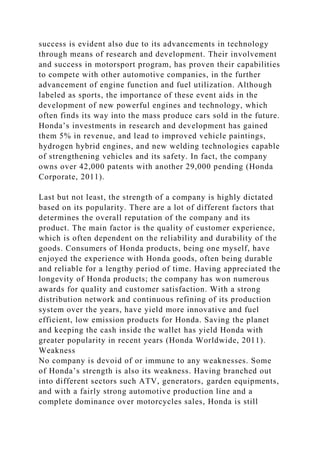 PAGE 2Running head SWOT Analysis Honda Motor CompanySW.docx