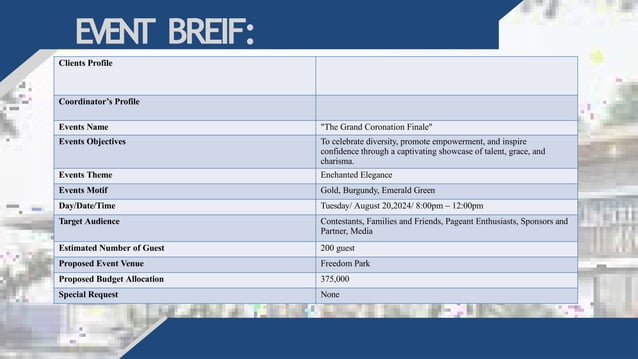 PAGEANT IN EVENTS MANAGEMENTS PPT PRESENTATIONS | PPTX