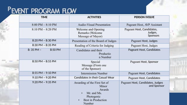 PAGEANT IN EVENTS MANAGEMENTS PPT PRESENTATIONS | PPTX