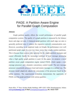 Page a partition aware engine for parallel graph computation | DOC