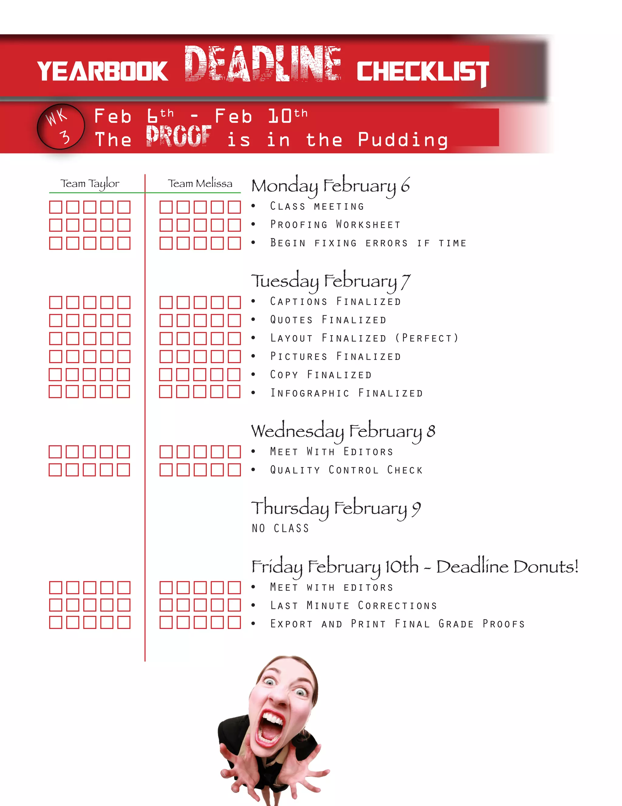 Yearbook Page Deadline Checklist | PDF