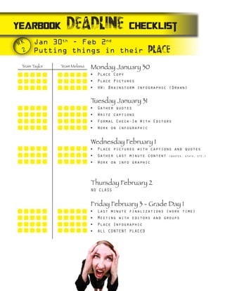 Yearbook Page Deadline Checklist | PDF
