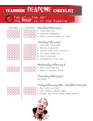 Yearbook Page Deadline Checklist | PDF