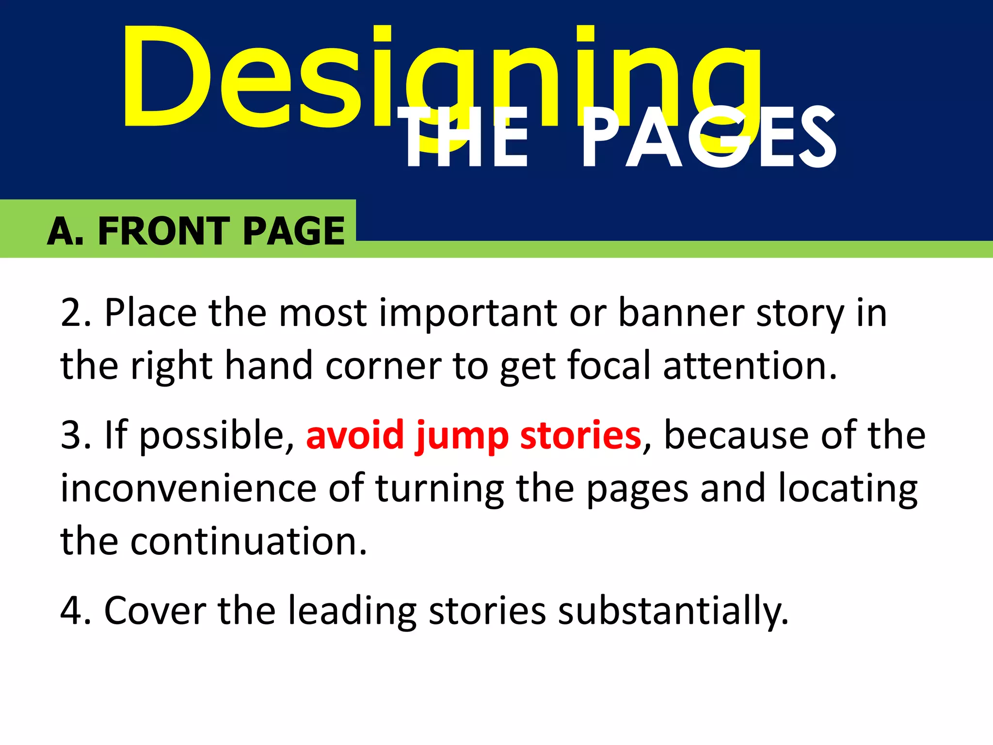 Journalism: Guidelines and Steps in Page Designing | PPTX