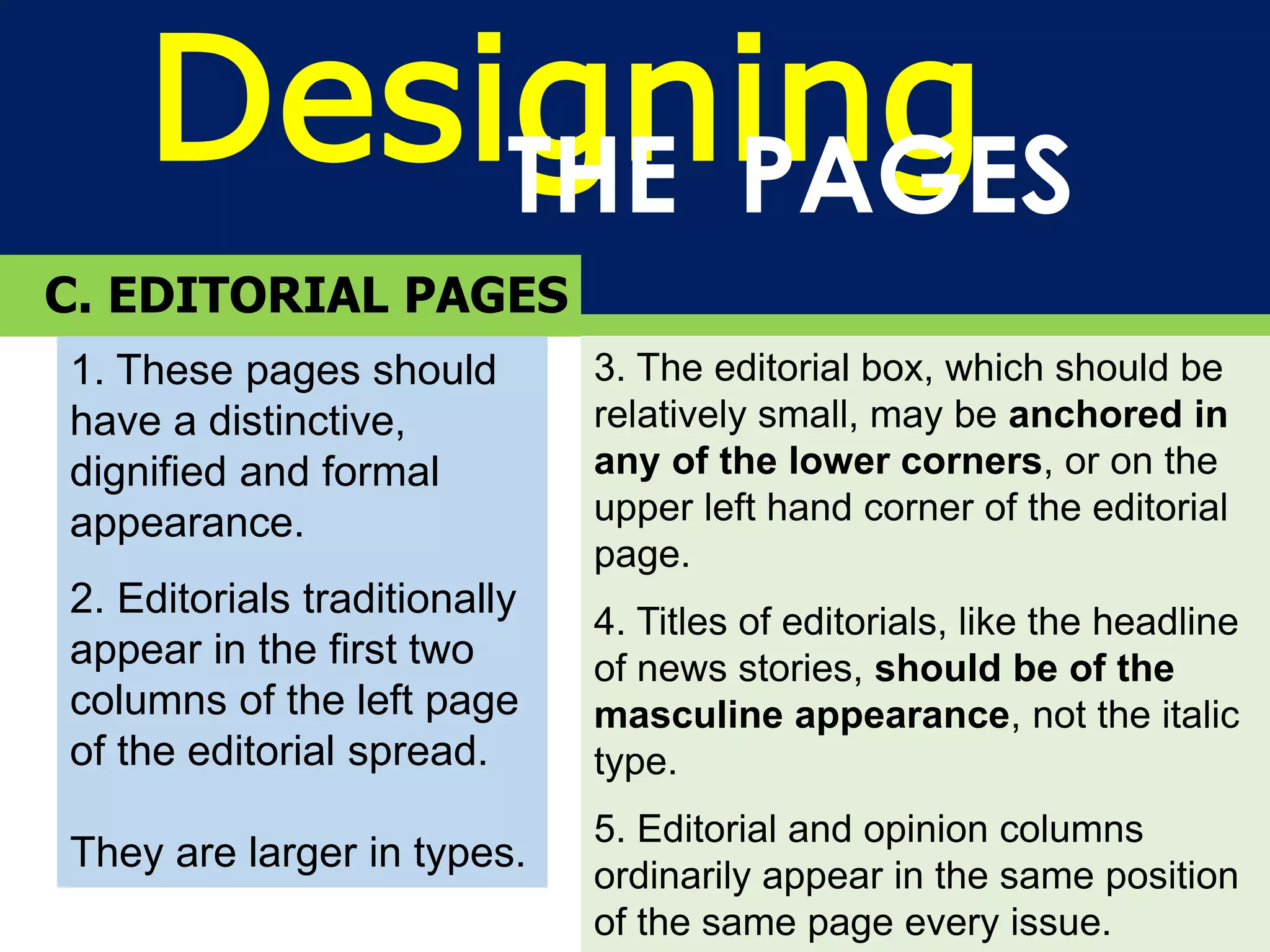 Journalism: Guidelines and Steps in Page Designing | PPTX