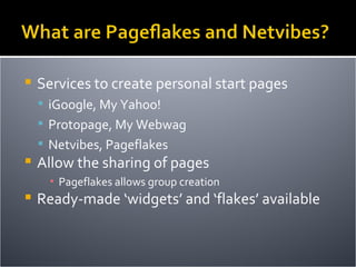 Learning with Pageflakes and Netvibes | PPT