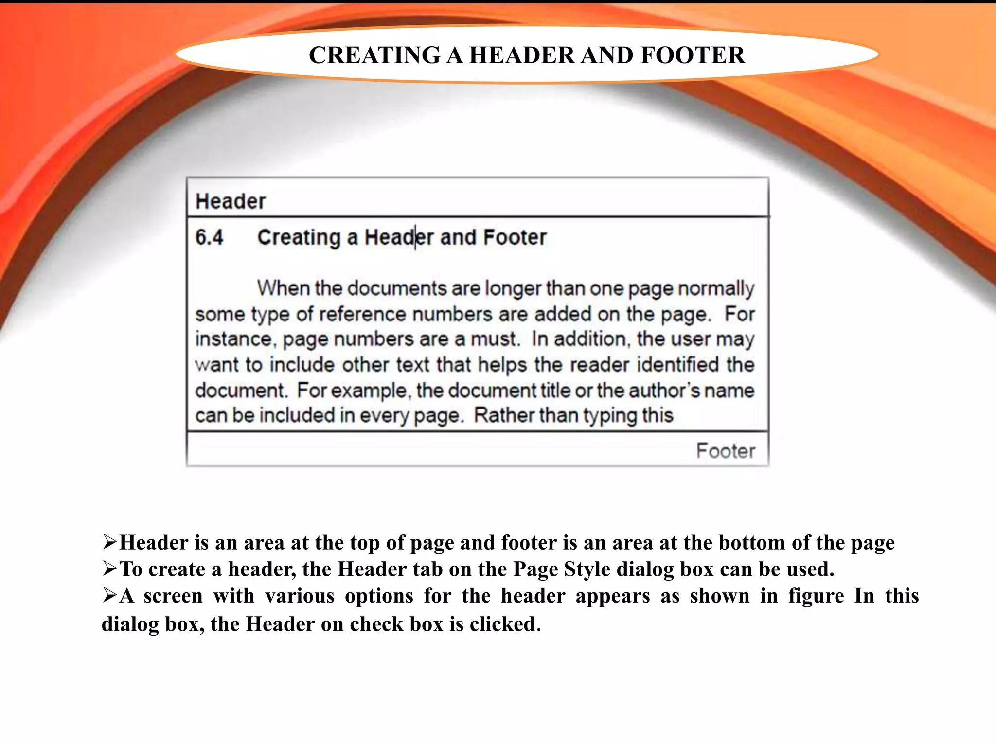 Creating a Header and Footer - R.D.Sivakumar | PPTX