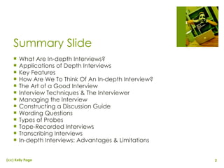 Depth Interviews in Applied Marketing Research | PPT