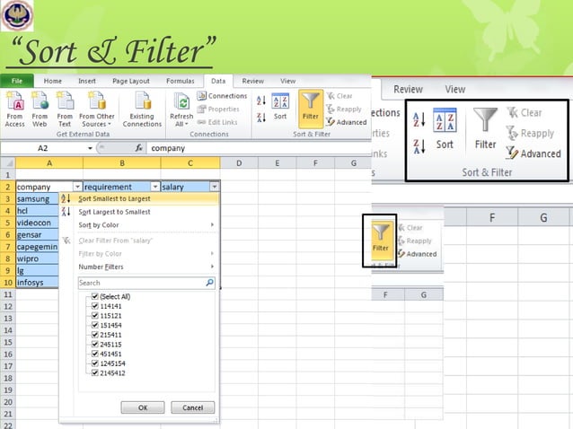 Pagelayout & data tab of ms excel 2010 | PPTX | Desktop Publishing ...