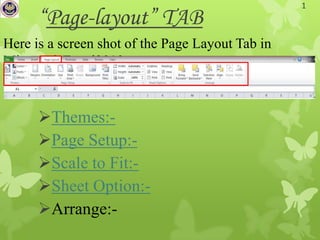 Pagelayout & data tab of ms excel 2010 | PPT