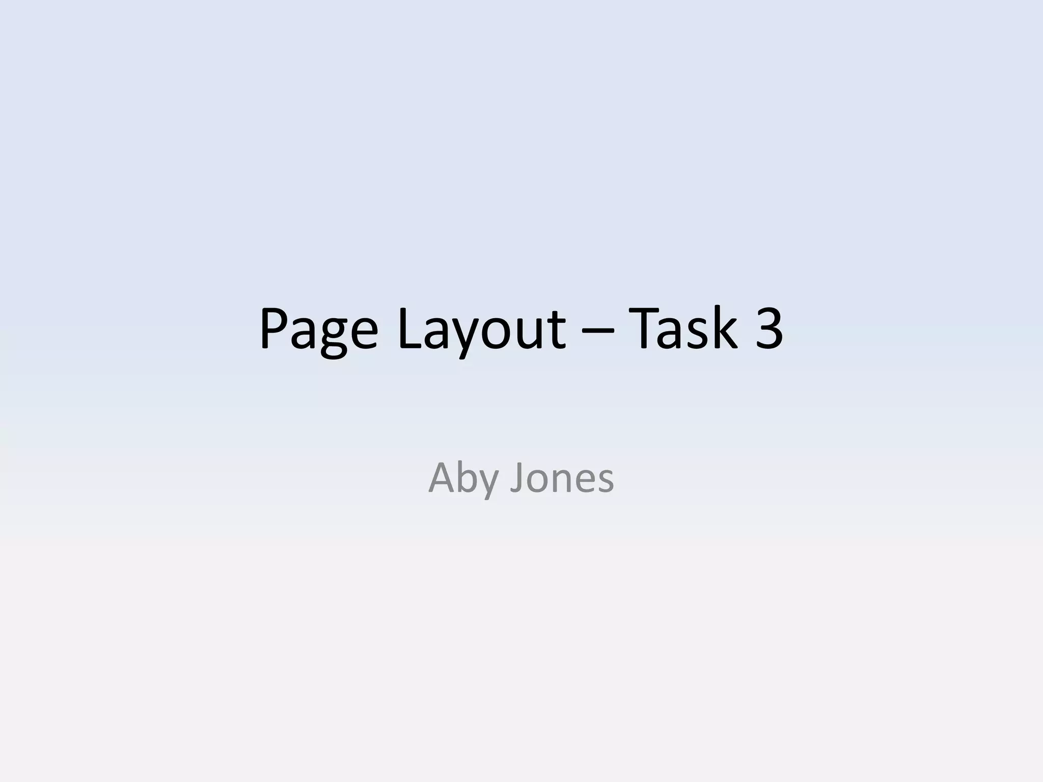 Page Layout Task 3 | PPT