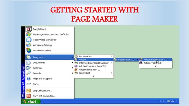 Adobe Pagemaker 7.0 | PPTX | Desktop Publishing | Computer Software and Applications