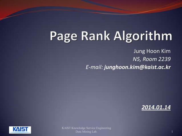 Page rank algorithm | PPT