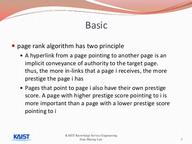 Page rank algorithm