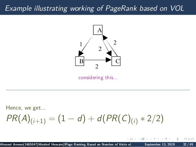 Pagerank Algorithm Based On Number Of Visits Of Links 