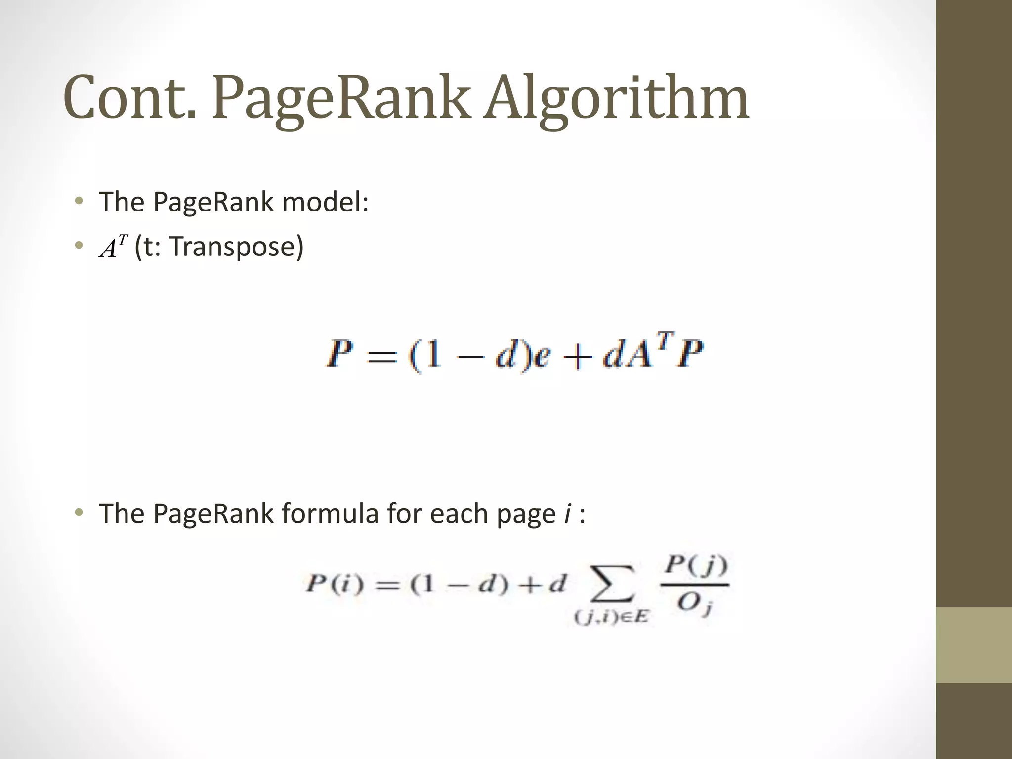 PageRank Algorithm In data mining | PPTX | Search | Internet