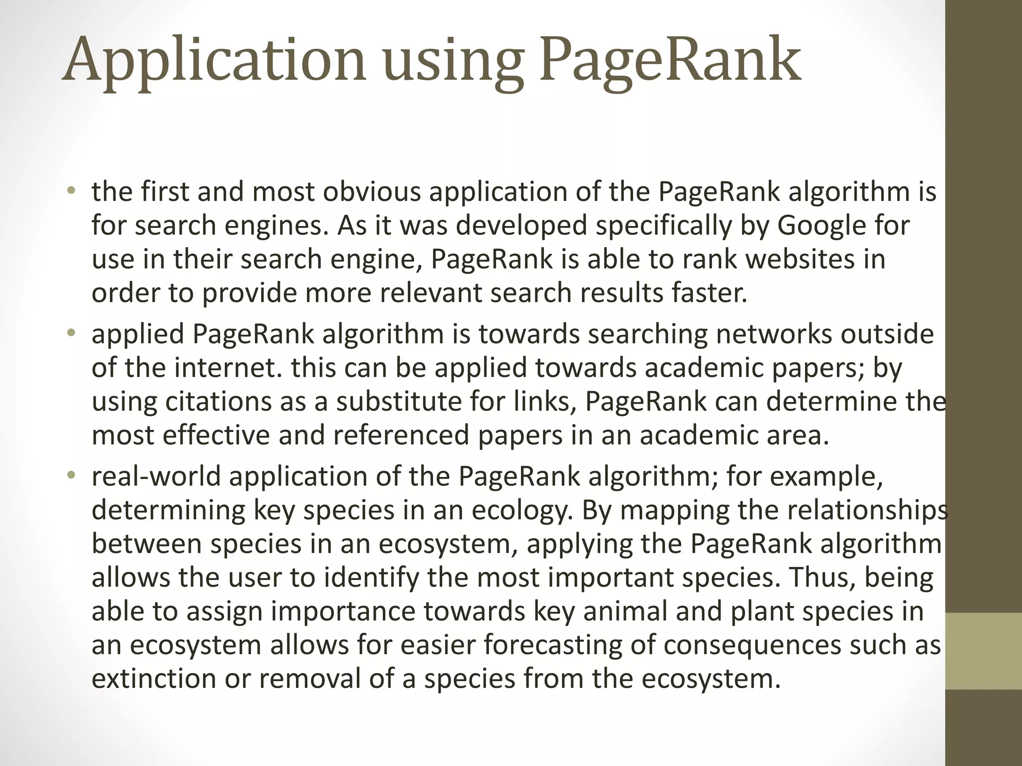 PageRank Algorithm In data mining | PPTX | Search | Internet
