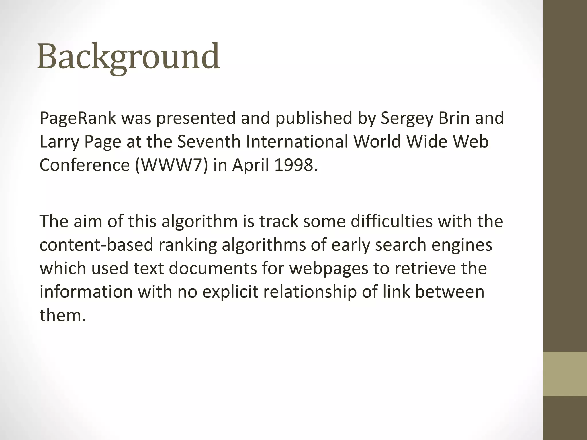 PageRank Algorithm In data mining | PPTX | Search | Internet