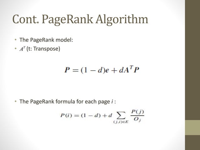 PageRank Algorithm In data mining | PPTX | Search | Internet