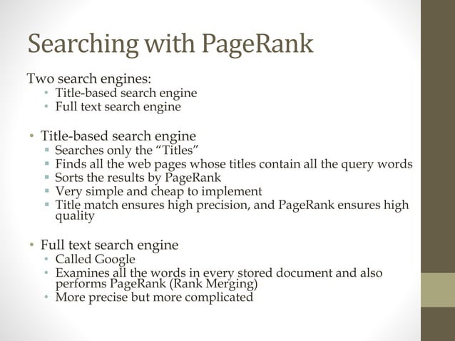 PageRank Algorithm In data mining | PPTX | Search | Internet
