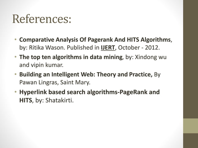PageRank Algorithm In data mining | PPTX | Search | Internet