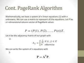 PageRank Algorithm In data mining | PPTX | Search | Internet