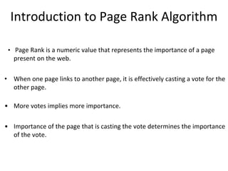 Page rank algortihm | PPTX | Search | Internet