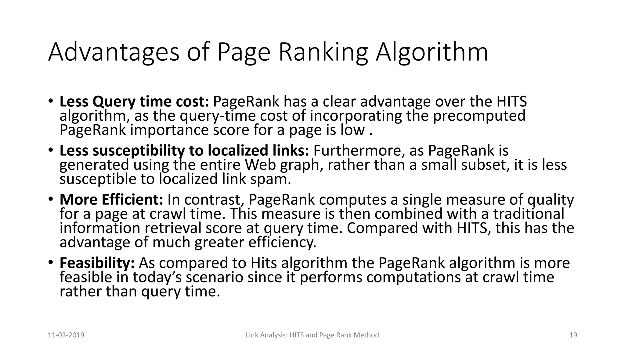 Link analysis : Comparative study of HITS and Page Rank Algorithm | PPT