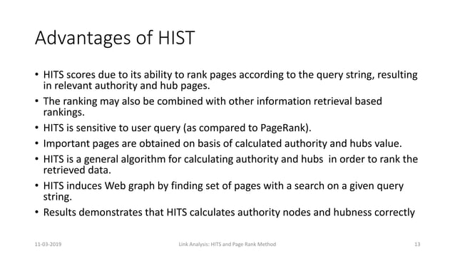 Link analysis : Comparative study of HITS and Page Rank Algorithm | PPT