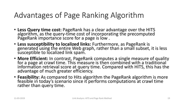 Link analysis : Comparative study of HITS and Page Rank Algorithm | PPT