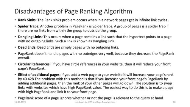 Link analysis : Comparative study of HITS and Page Rank Algorithm | PPT
