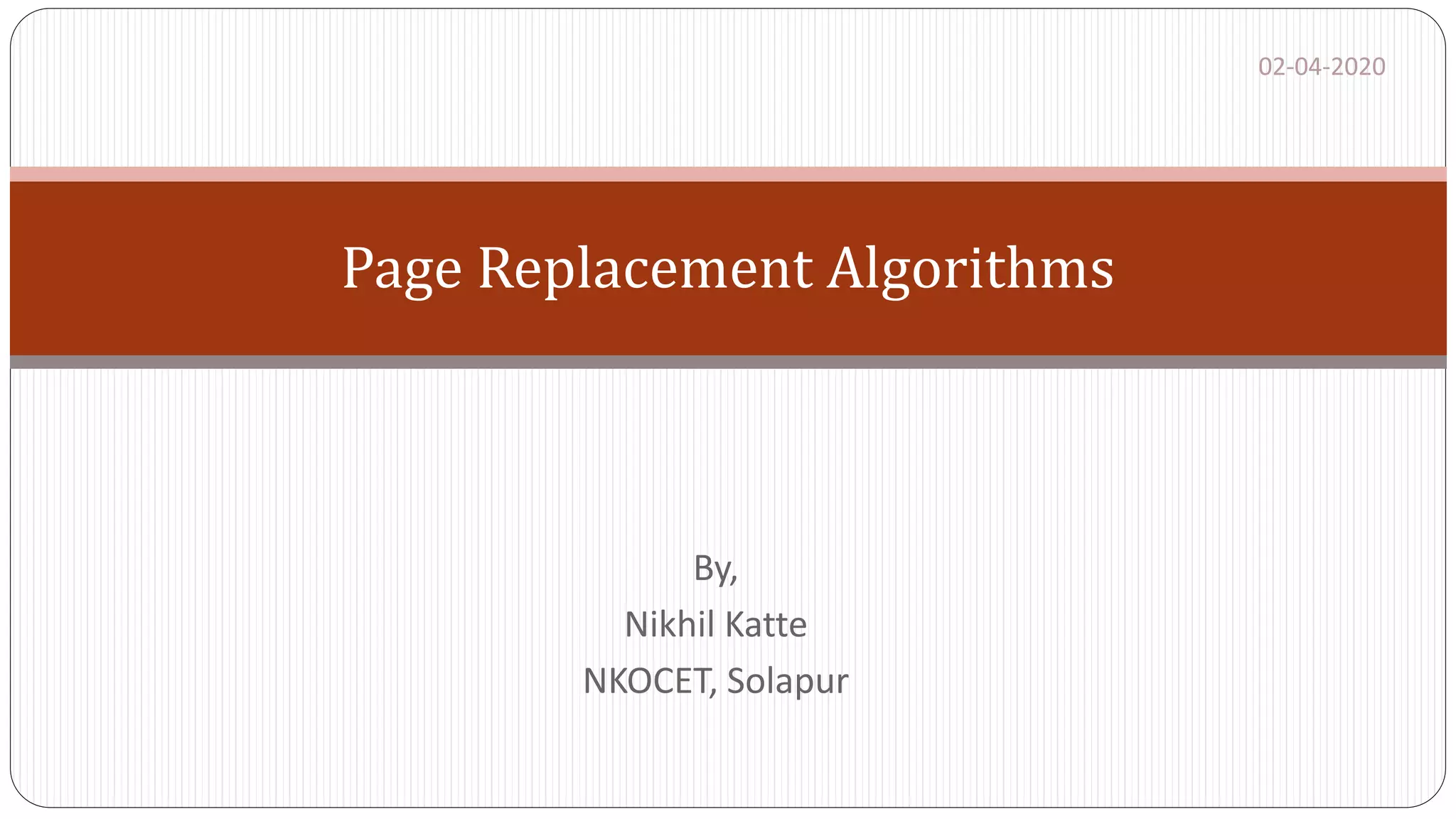 Page Replacement Algorithm Ppt