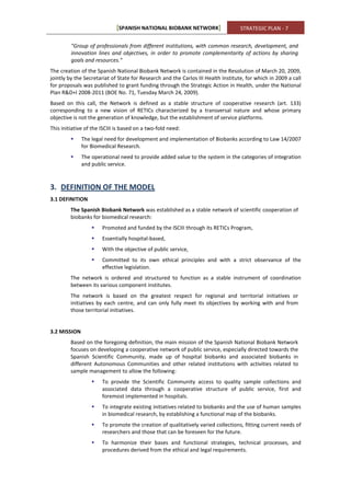 Spanish National Biobank Network Strategic Plan | PDF