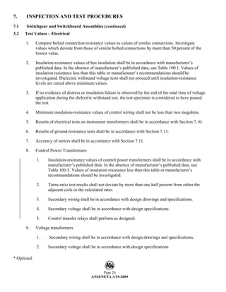 INSPECTION AND TEST PROCEDURES FOR SWITCHGEAR AND SWITCHBOARD | PDF