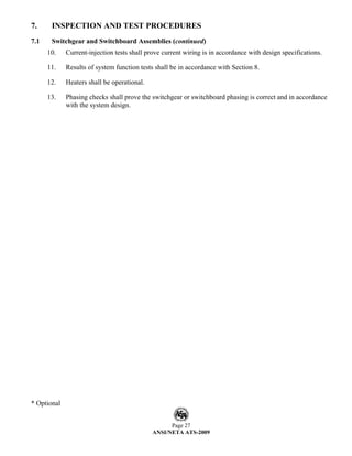 INSPECTION AND TEST PROCEDURES FOR SWITCHGEAR AND SWITCHBOARD | PDF