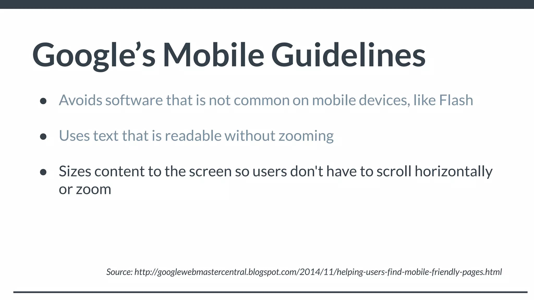 Evaluating Mobile Usability Guidelines: Google Mobile Usability ...