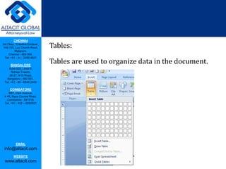 Pages, tables and illustrations | PPTX